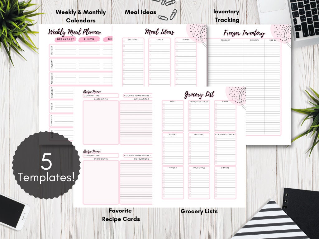 Printable Meal Planner Bundle, Daily Meal Planner Bundle, Food Planner ...