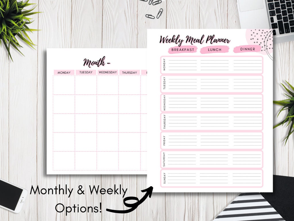 Printable Meal Planner Bundle, Daily Meal Planner Bundle, Food Planner ...