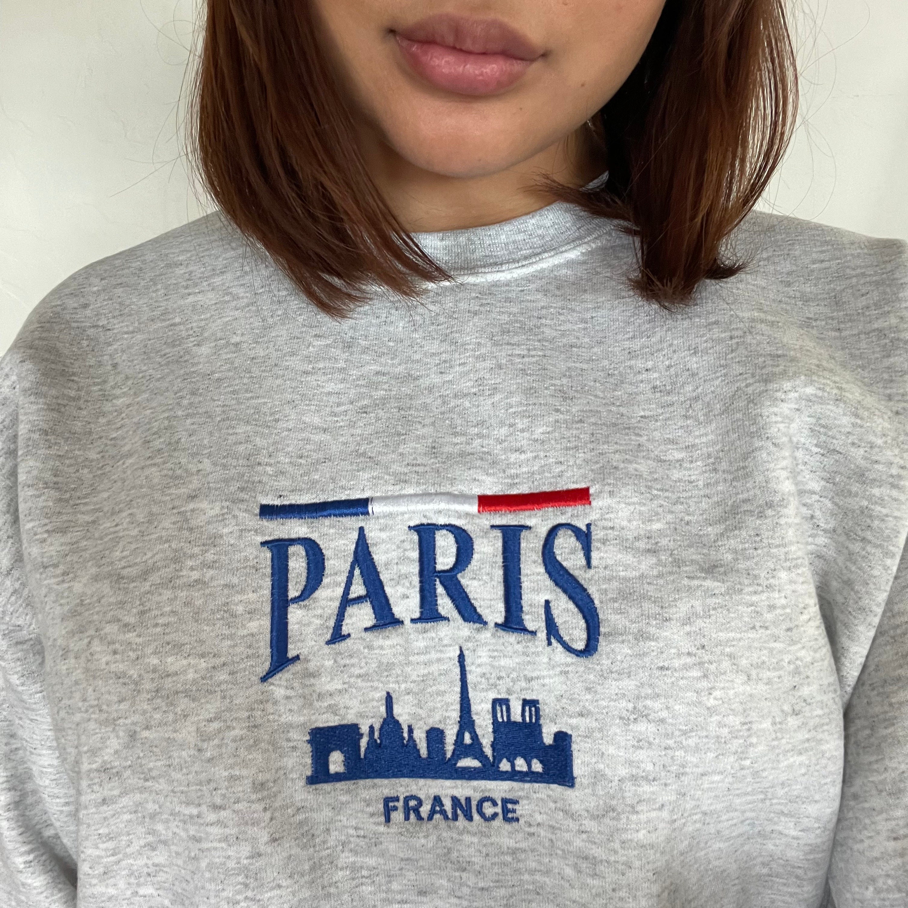 Paris Embroidered Sweatshirt - Etsy