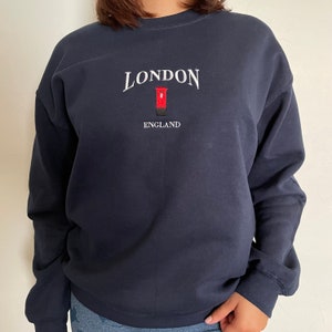 London England Embroidered Sweatshirt, UK Sweater - Etsy