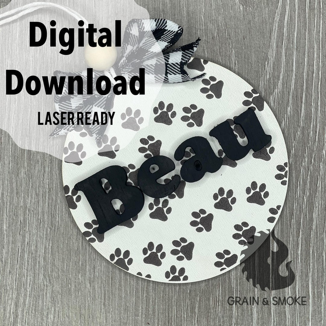 Paw Print Backer Ornament-laser Ready - Etsy