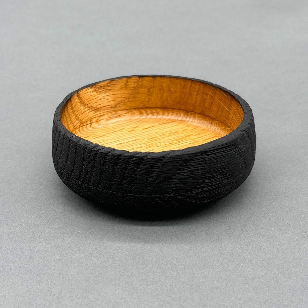 4 Inch - Handcrafted Shou Sugi Ban Oak Bowl - Japanese Woodworking ...