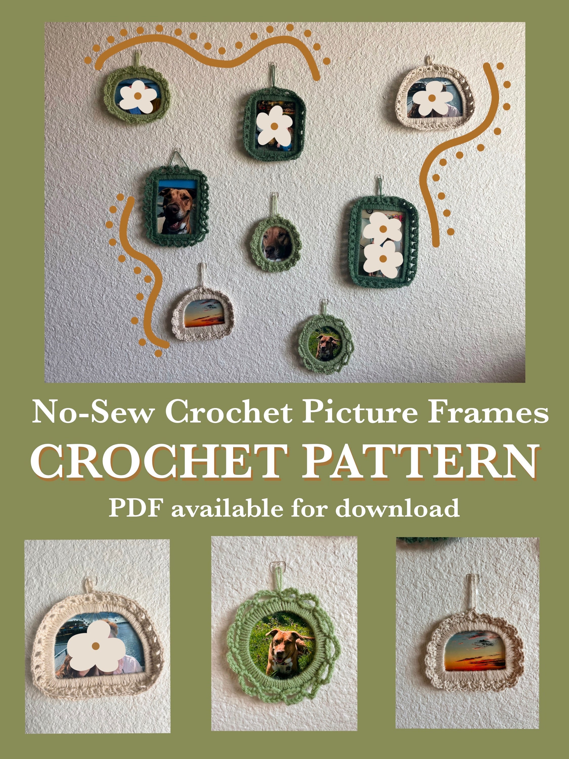 No-sew Crochet Picture Frames Crochet Pattern - Etsy