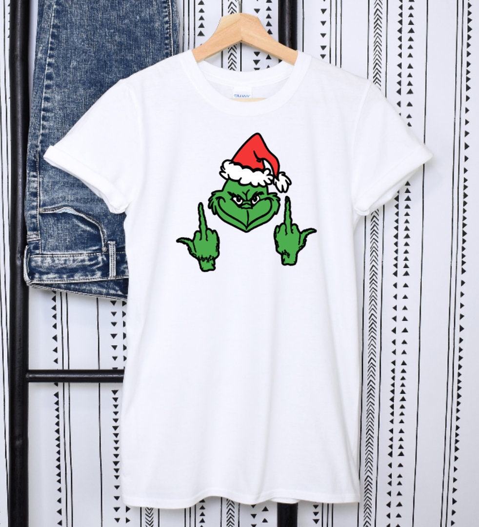 Funny Grinch Christmas Hat Sweatshirt Evil Grinch Middle Finger ...