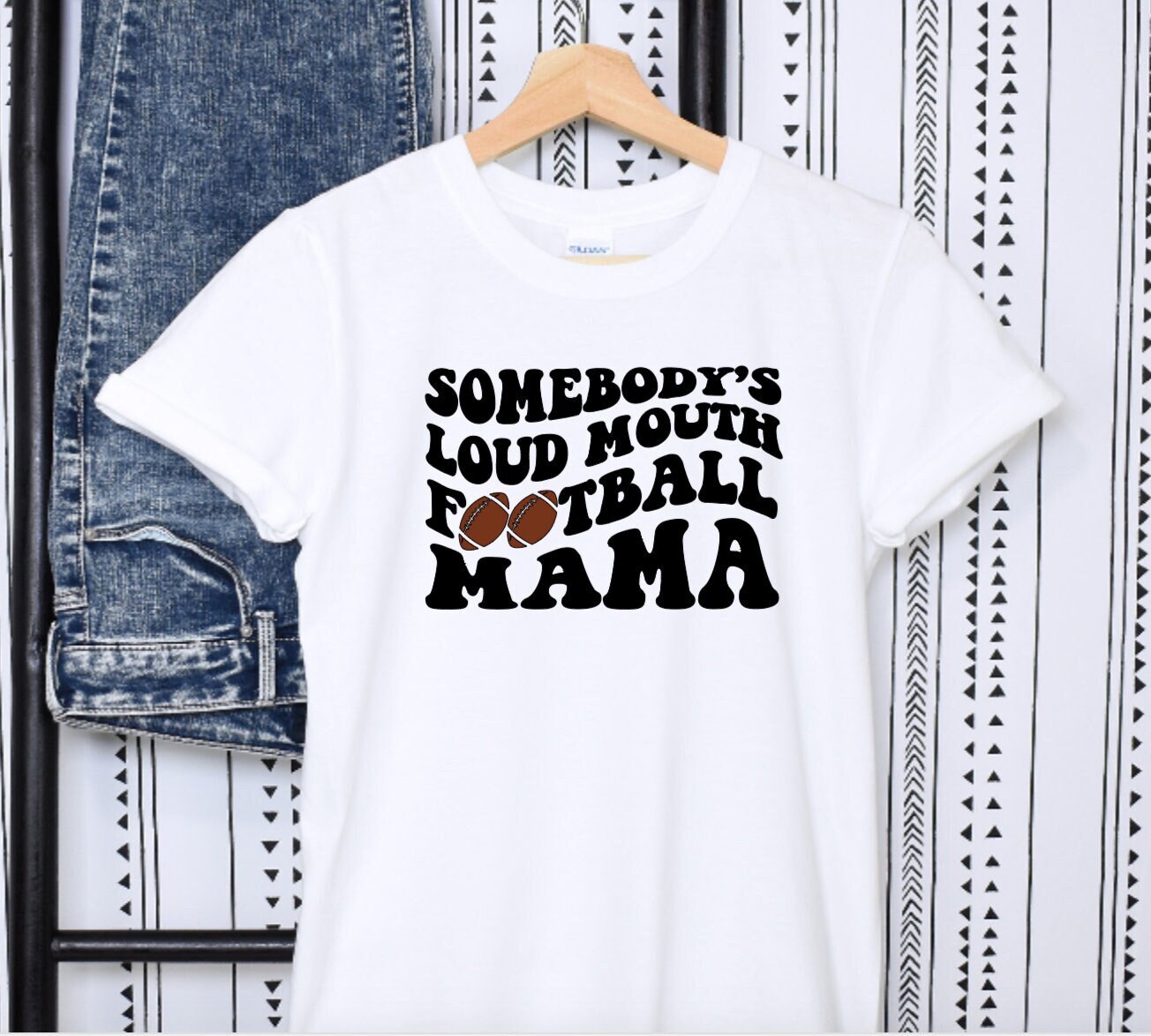Football Mom Shirt, Somebody's Loud Mouth Football Mama T-shirt, Flag ...