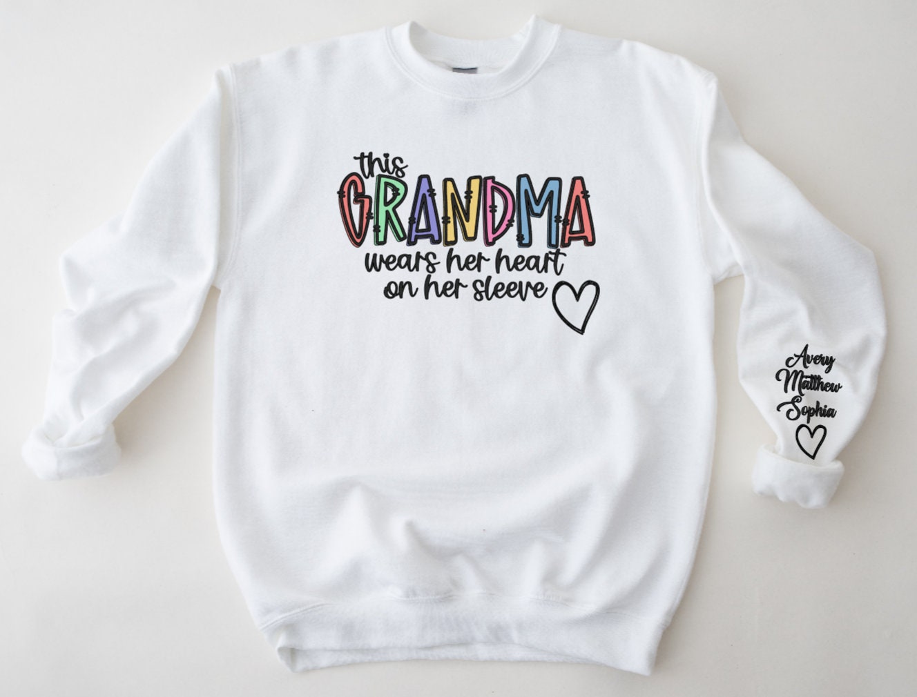 Custom Sweater for Grandma I Wear My Heart on My Sleeve Sweater Grandma ...
