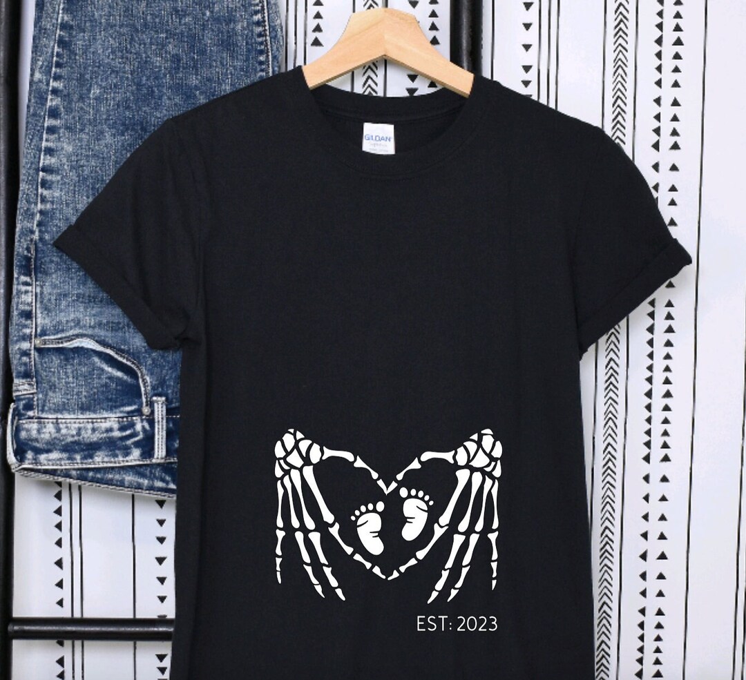 Skeleton Hand and Baby Feet Shirt, Maternity Skeleton Halloween T-shirt ...
