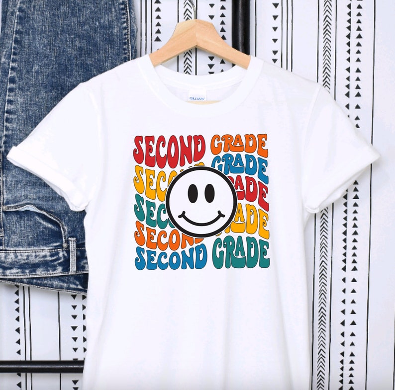 Smiley Face 2nd Grade Shirt, Retro Colorful 2nd Grade T-shirt, Teachers ...