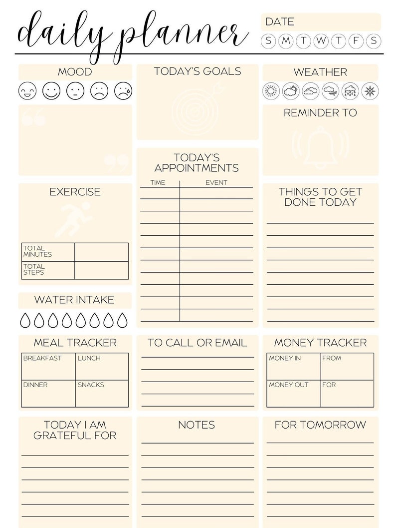 Daily Planner Printable Daily to Do List Instant Download - Etsy