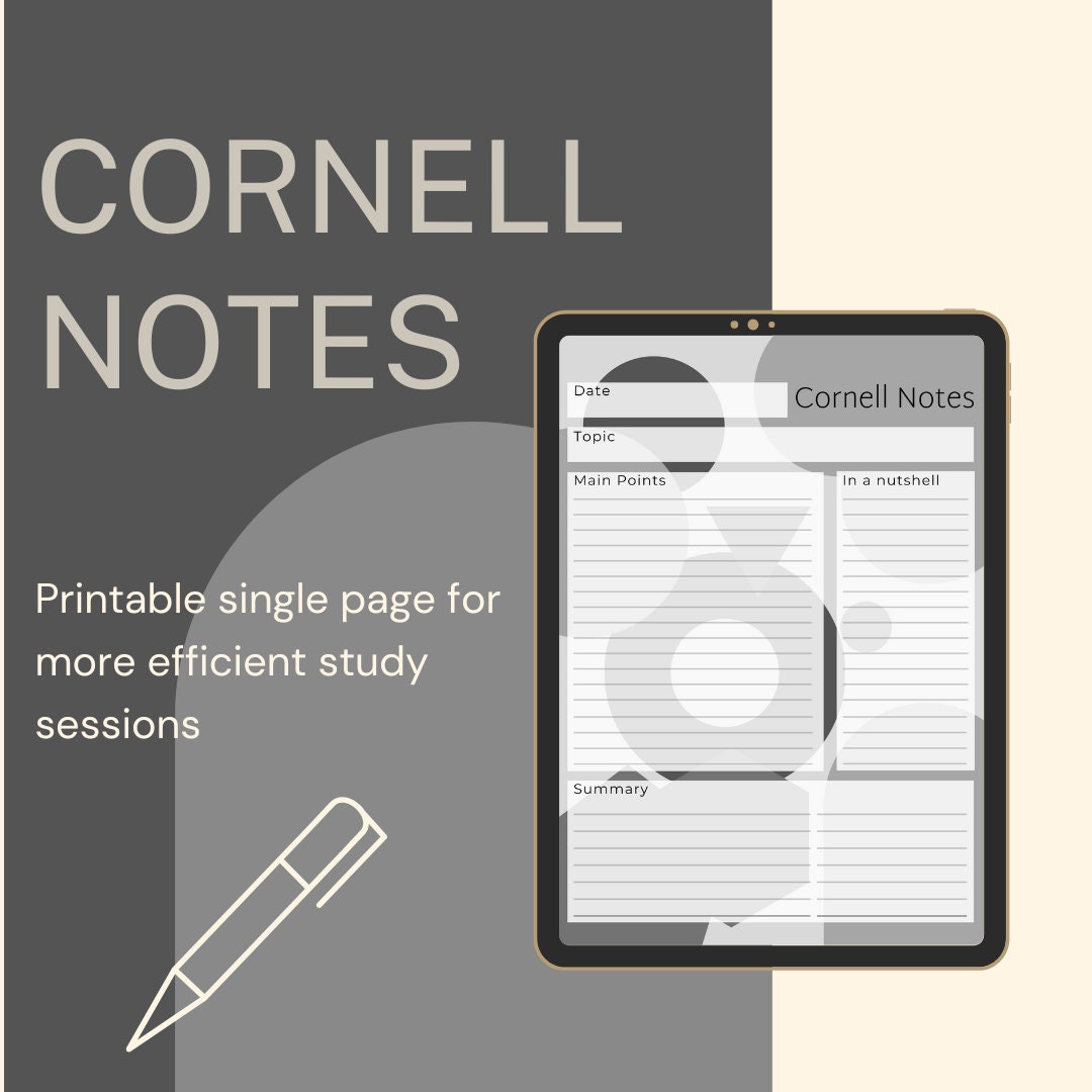Cornell Notes Page, Printable Download, Study Sheet, A4, Study Notes - Etsy