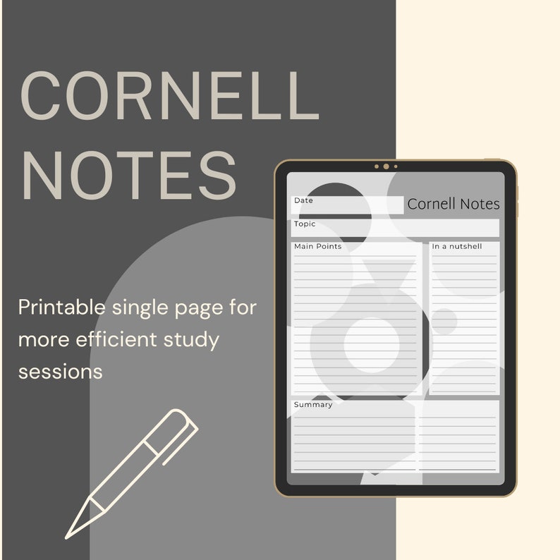 Cornell Notes Page, Printable Download, Study Sheet, A4, Study Notes - Etsy