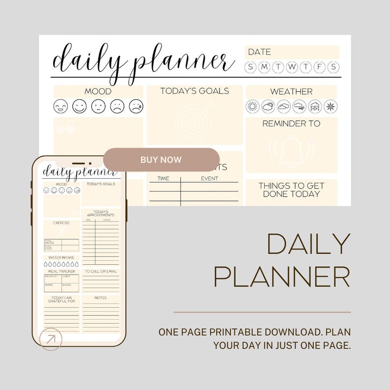 Daily Planner Printable Daily to Do List Instant Download - Etsy