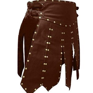 Mens Brown Leather Scottish Kilt Warrior Traditional Kilt Gothic Kilts ...