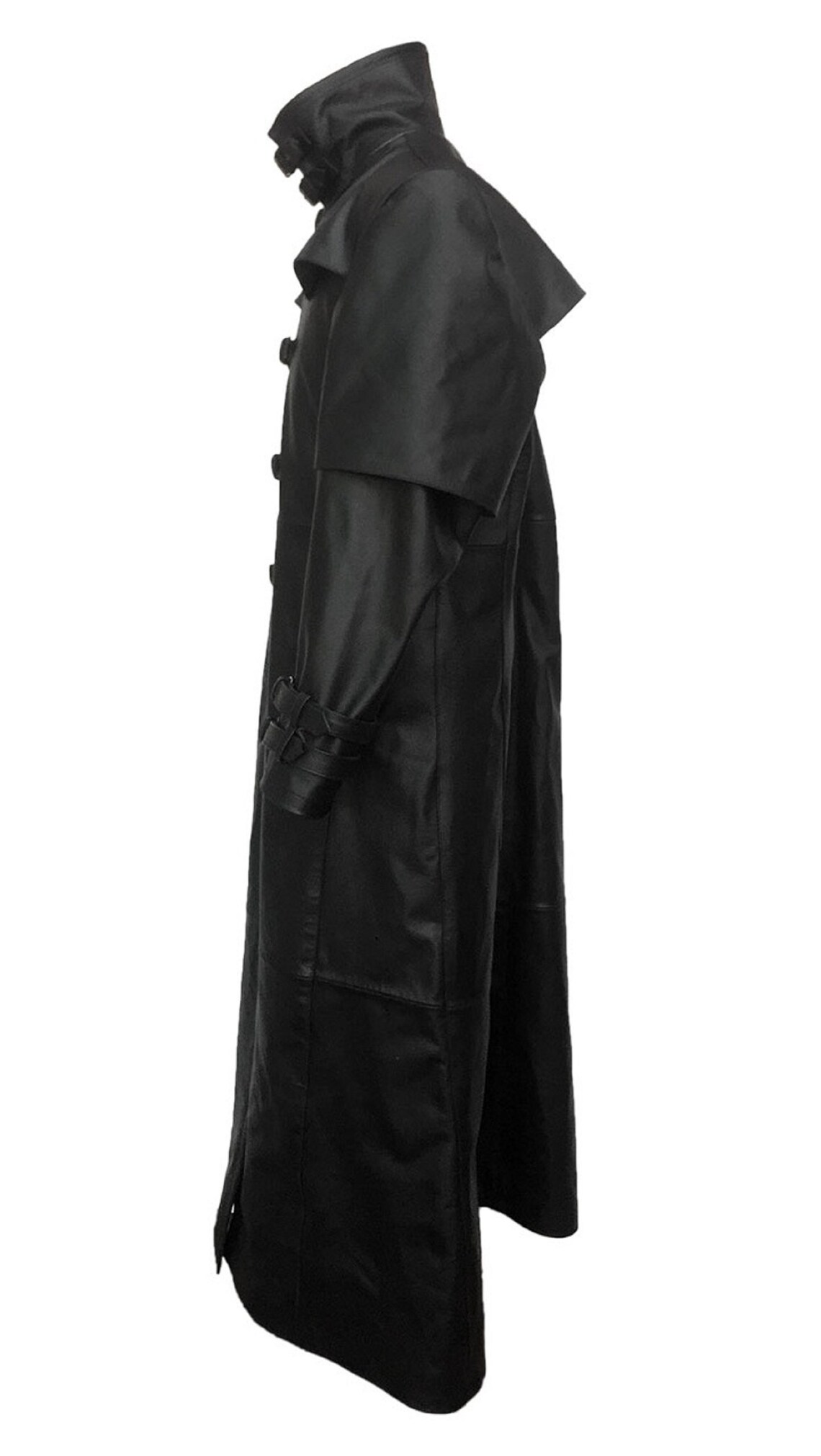 Mens Black Pure Leather Trench Duster Coat Steampunk Gothic - Etsy