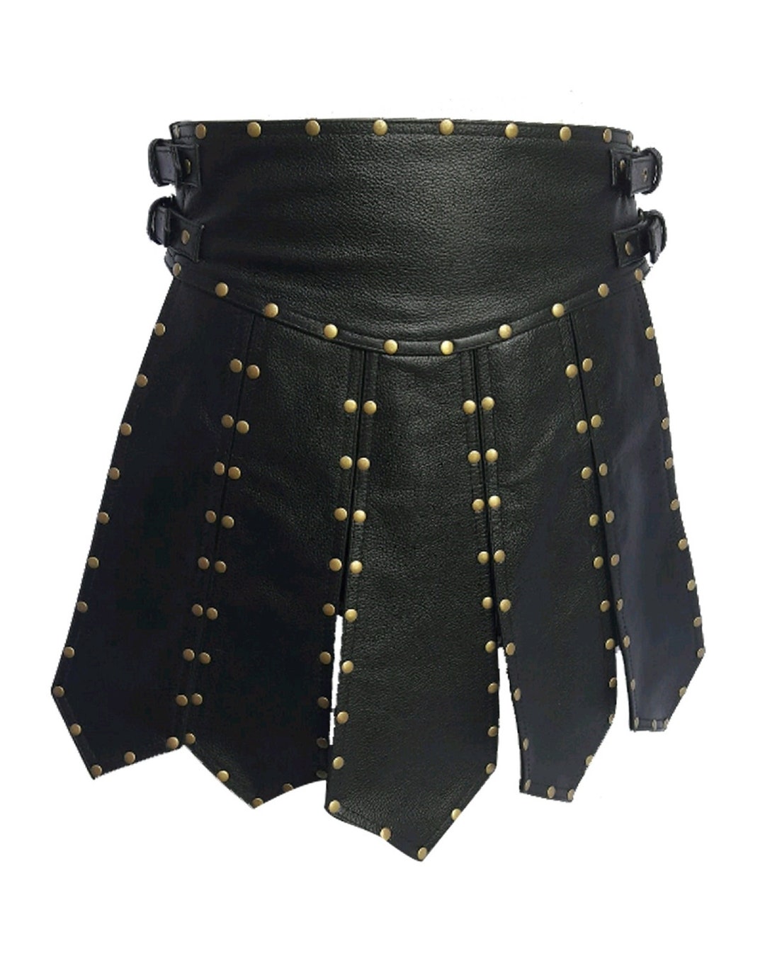 Mens Black Leather Scottish Kilt Warrior Traditional Kilt Gothic Kilts ...