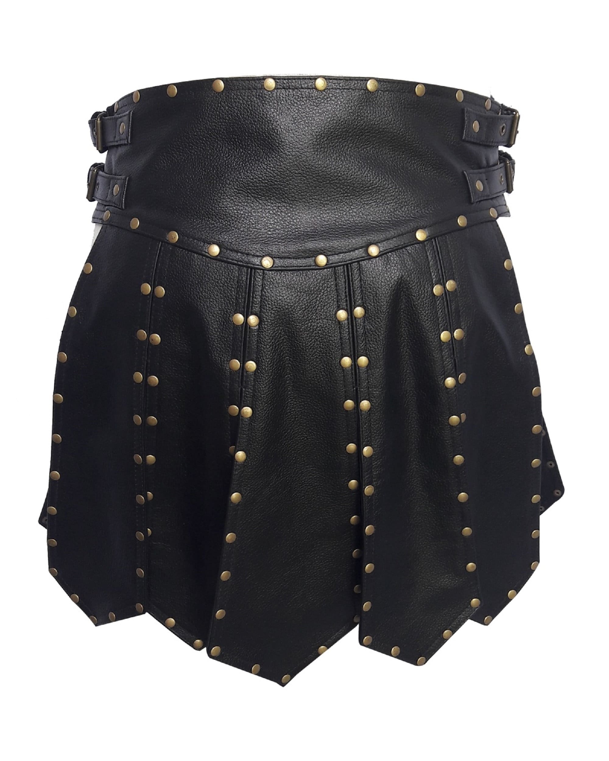 Mens Black Leather Scottish Kilt Warrior Traditional Kilt Gothic Kilts ...