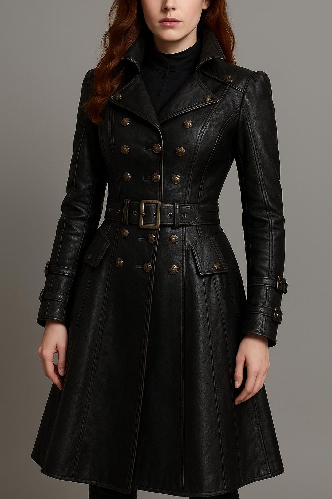 Women's Steampunk Leather Trench Coat: Corset Back Gothic Overcoat - Etsy