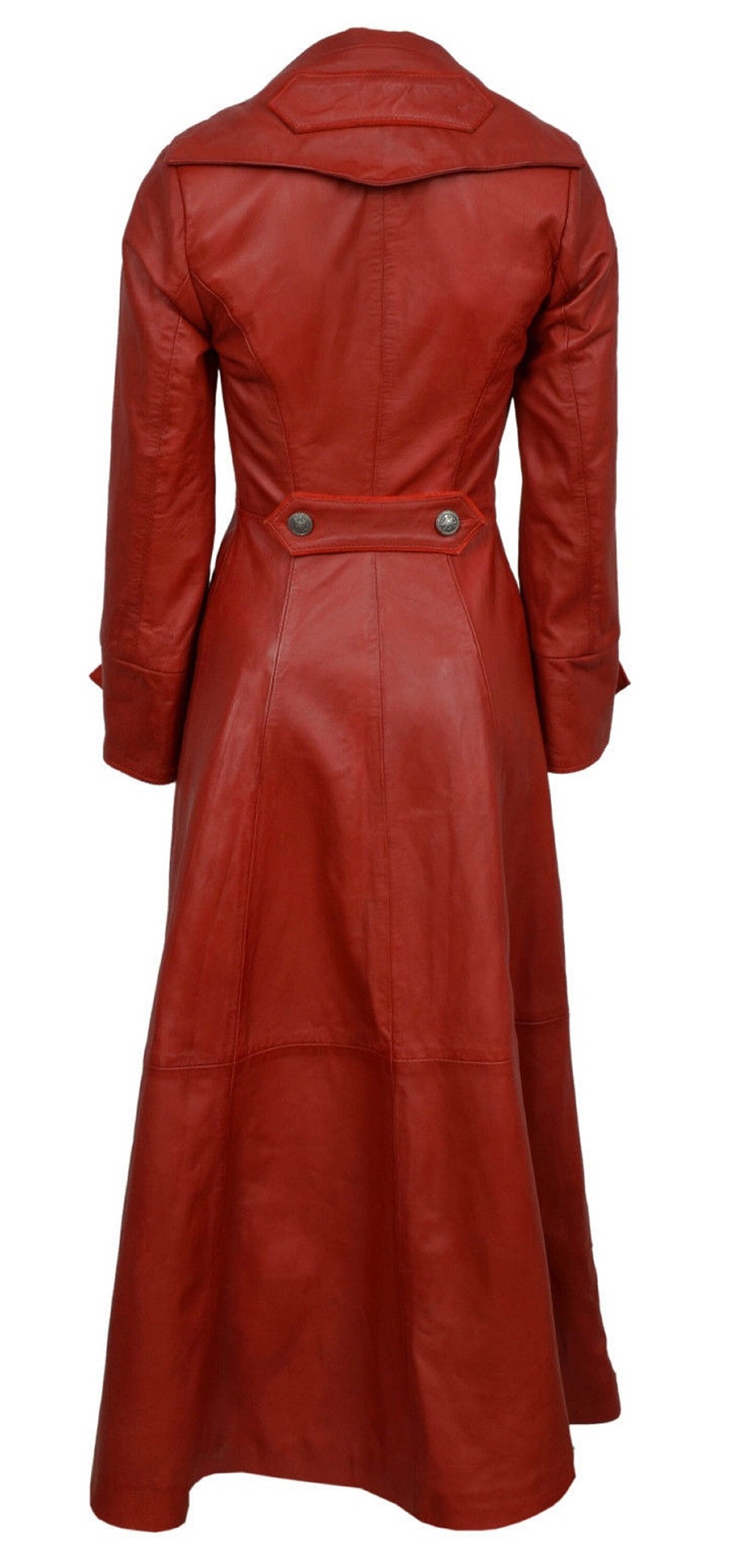 Womens Genuine Red Leather Trench Coat Steampunk Gothic Duster - Etsy