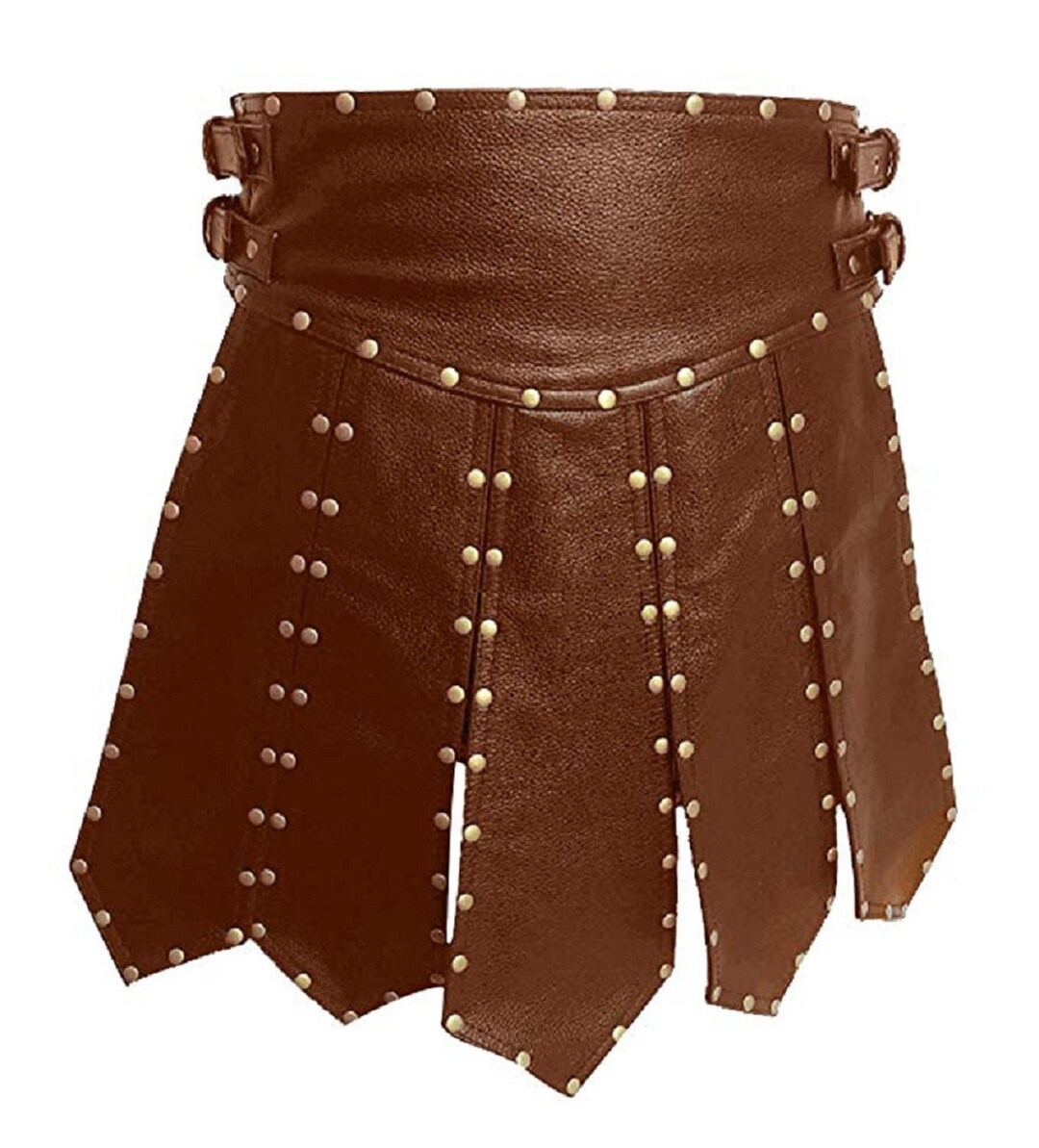 Mens Brown Leather Scottish Kilt Warrior Traditional Kilt Gothic Kilts ...