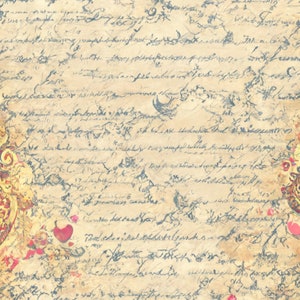 Vintage Cursive Written Letters and Journaling Pages on Stained Paper ...