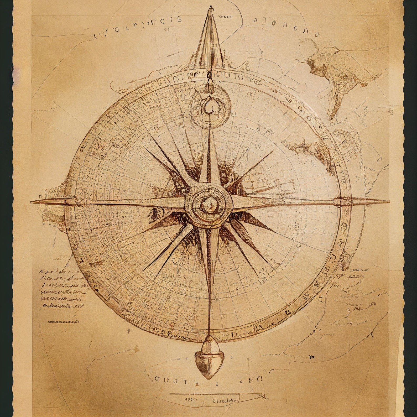 Vintage Celestial Navigation (windrose) Digital Background Paper / Junk ...