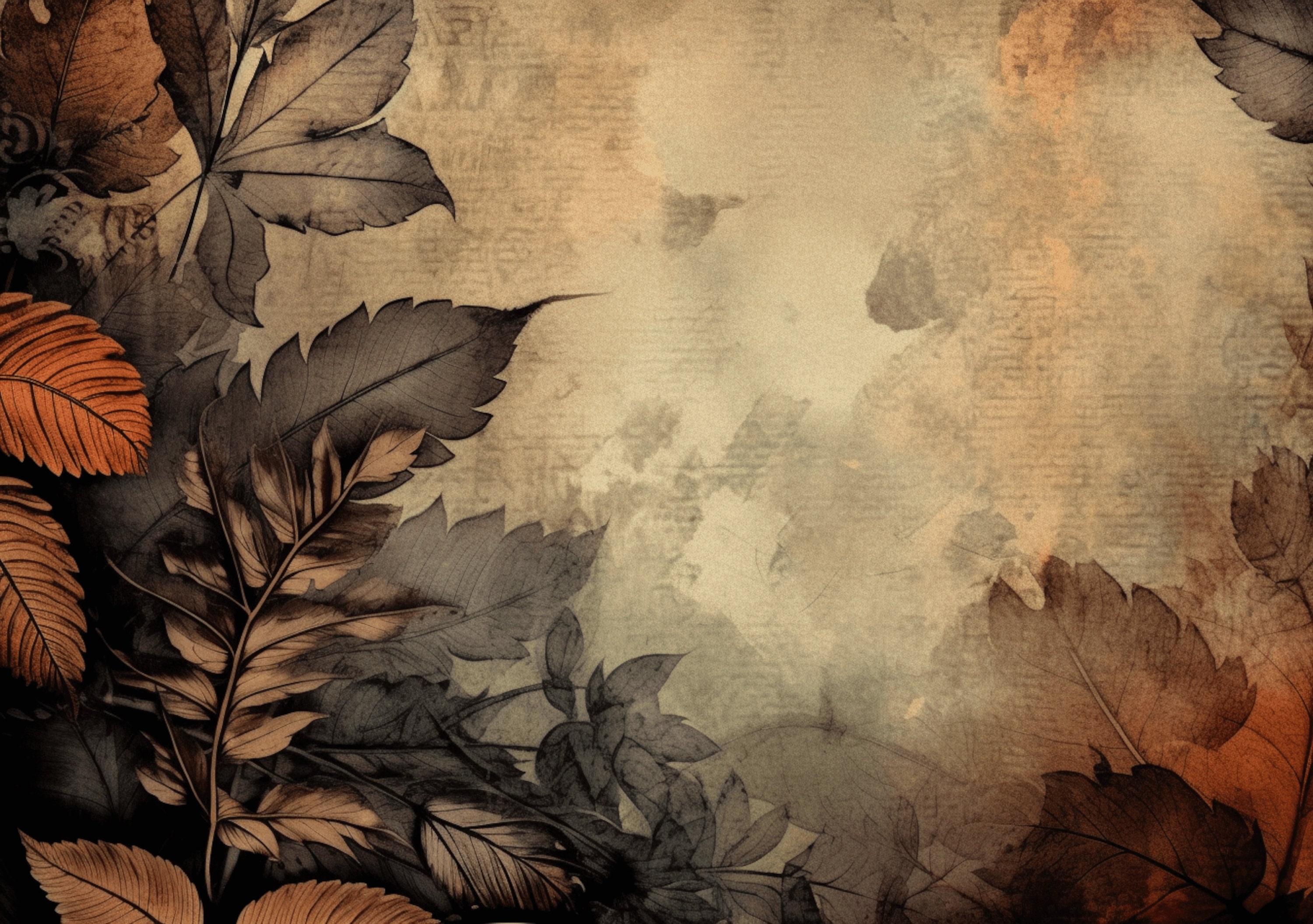 Vintage Leaves Digital Paper: Fall Scrapbook Background (digital ...