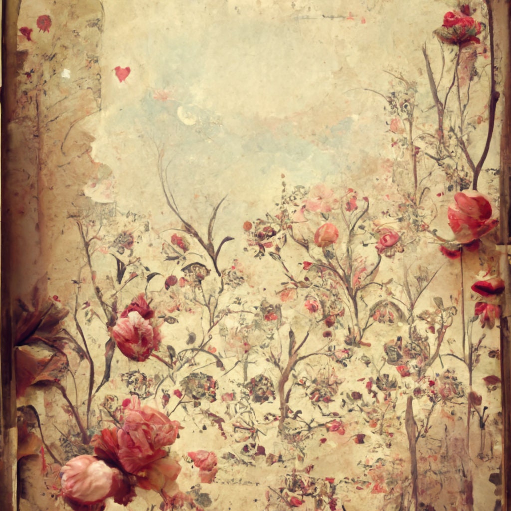 Vintage Inspired Romantic Floral Digital Background Paper / Journal ...