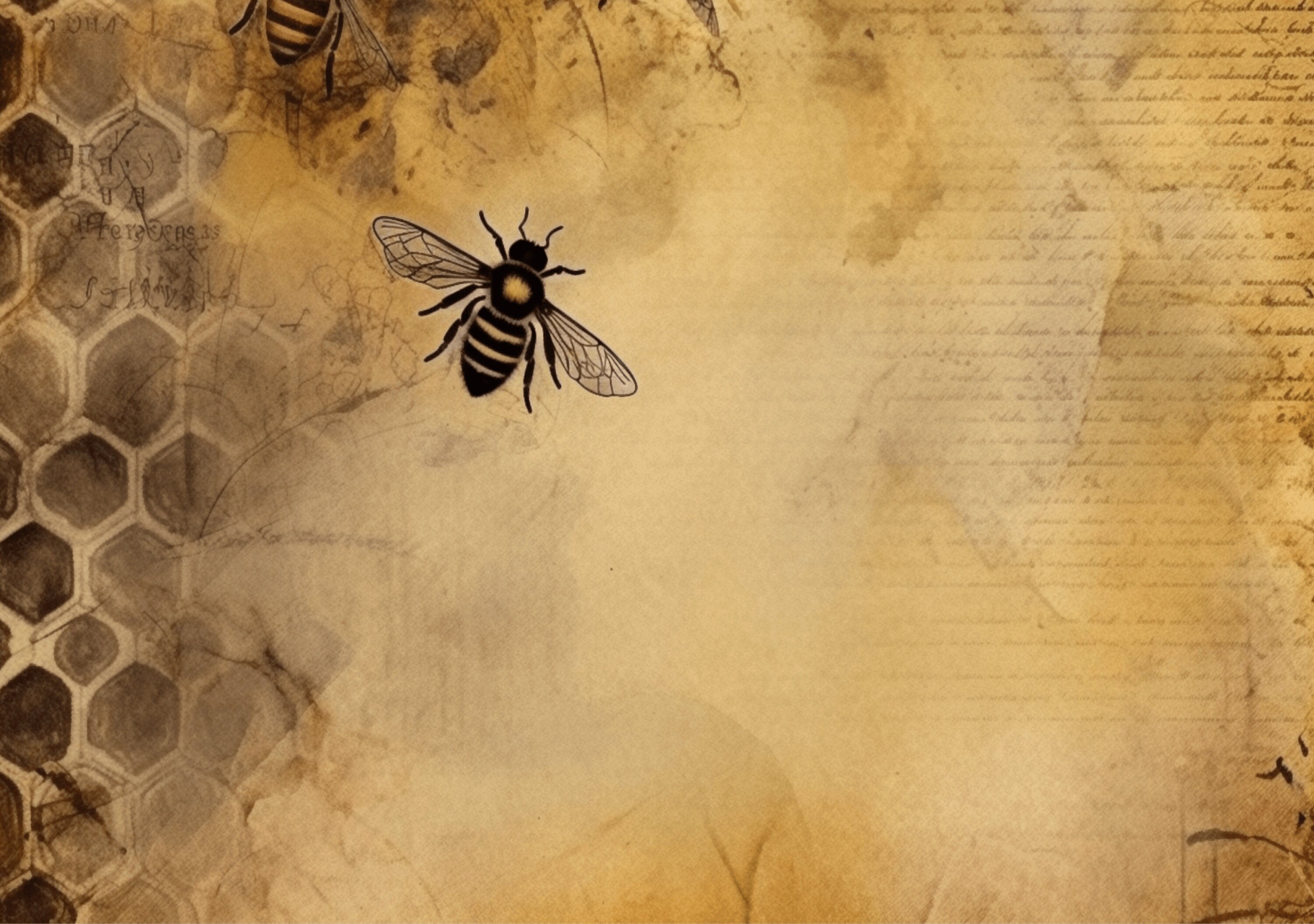 Vintage Bees / Honeycomb Digital Background Paper / Junk Journal ...