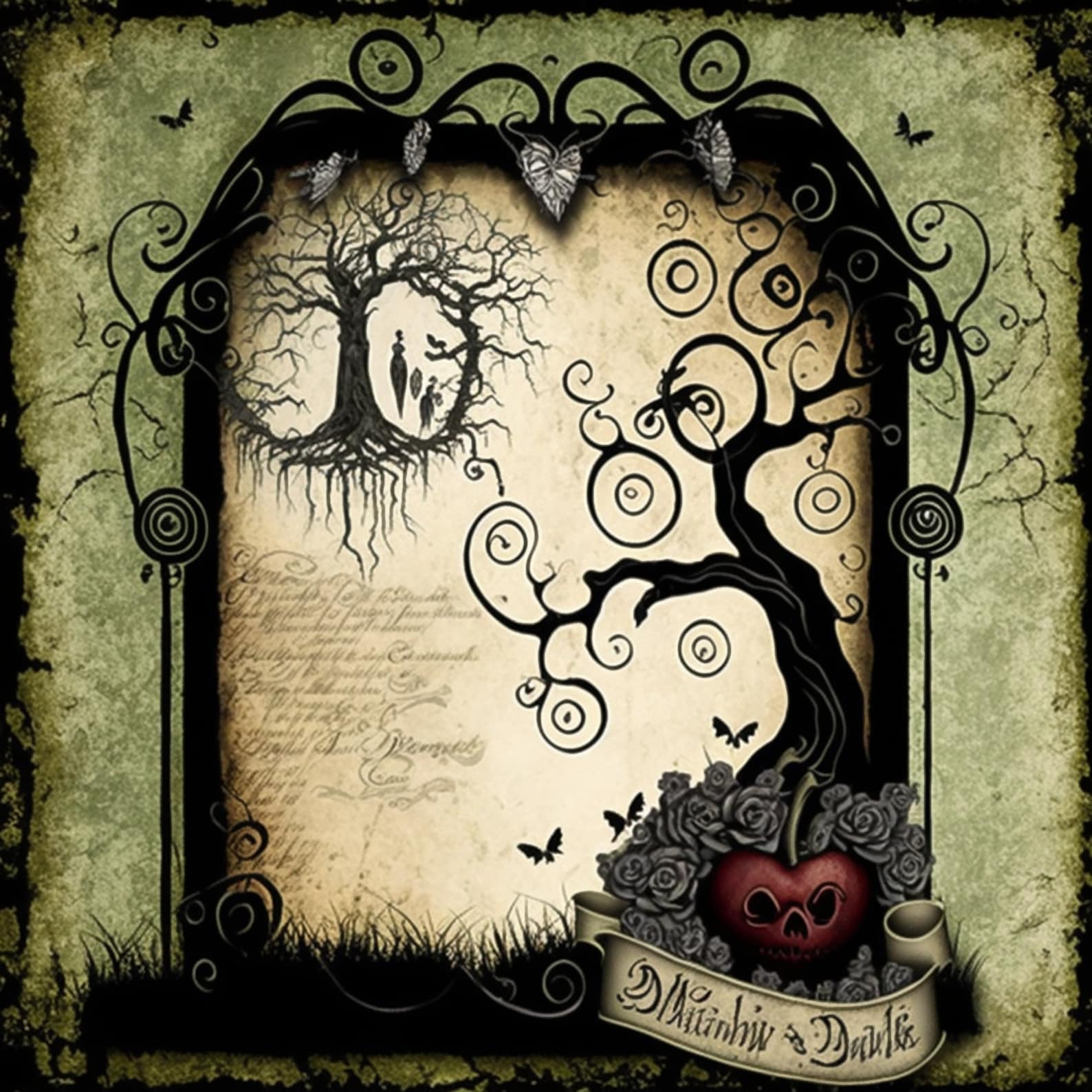 Tim Burton Inspired Valentines Digital Background Paper / Junk Journal ...