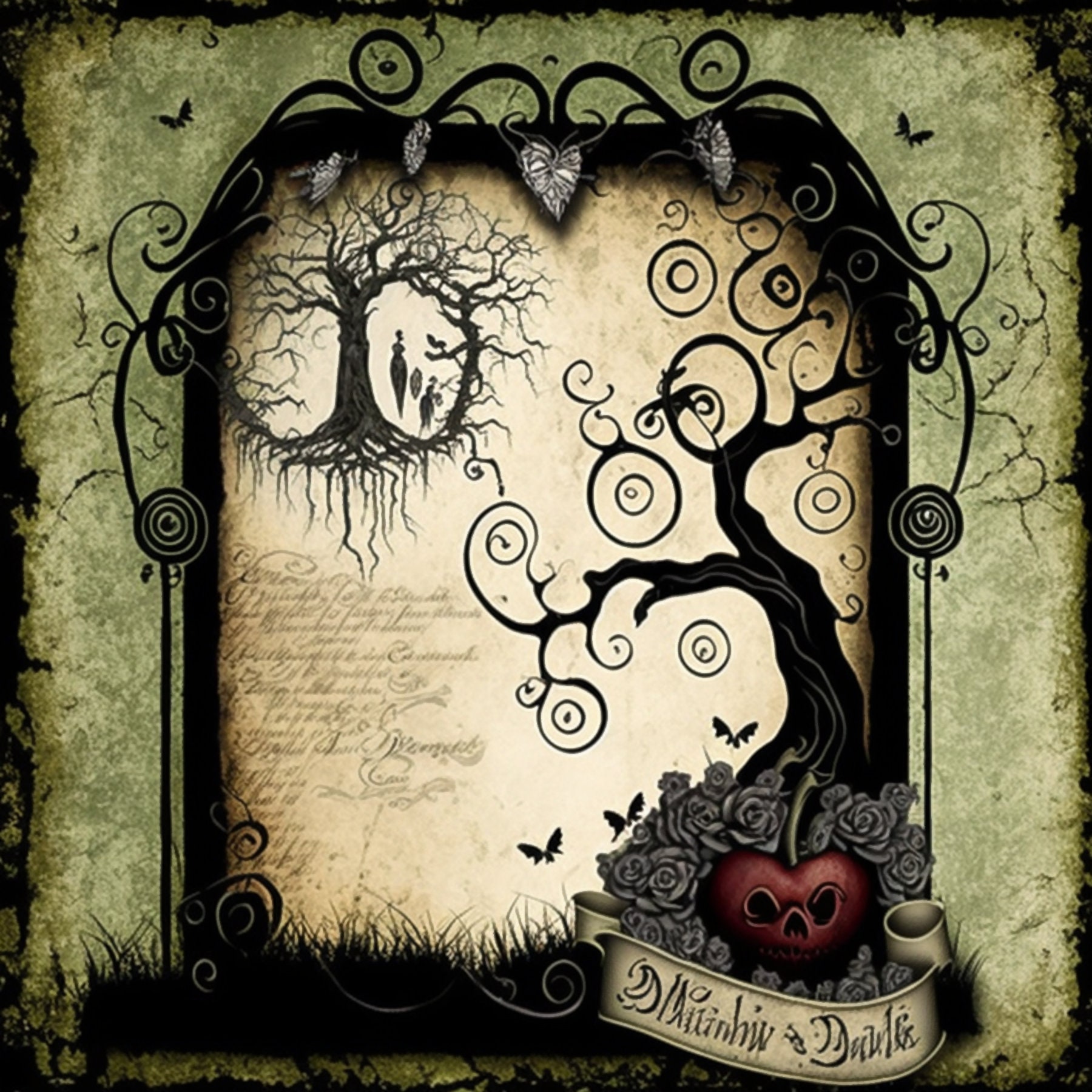 Tim Burton Inspired Valentines Digital Background Paper / Junk Journal ...