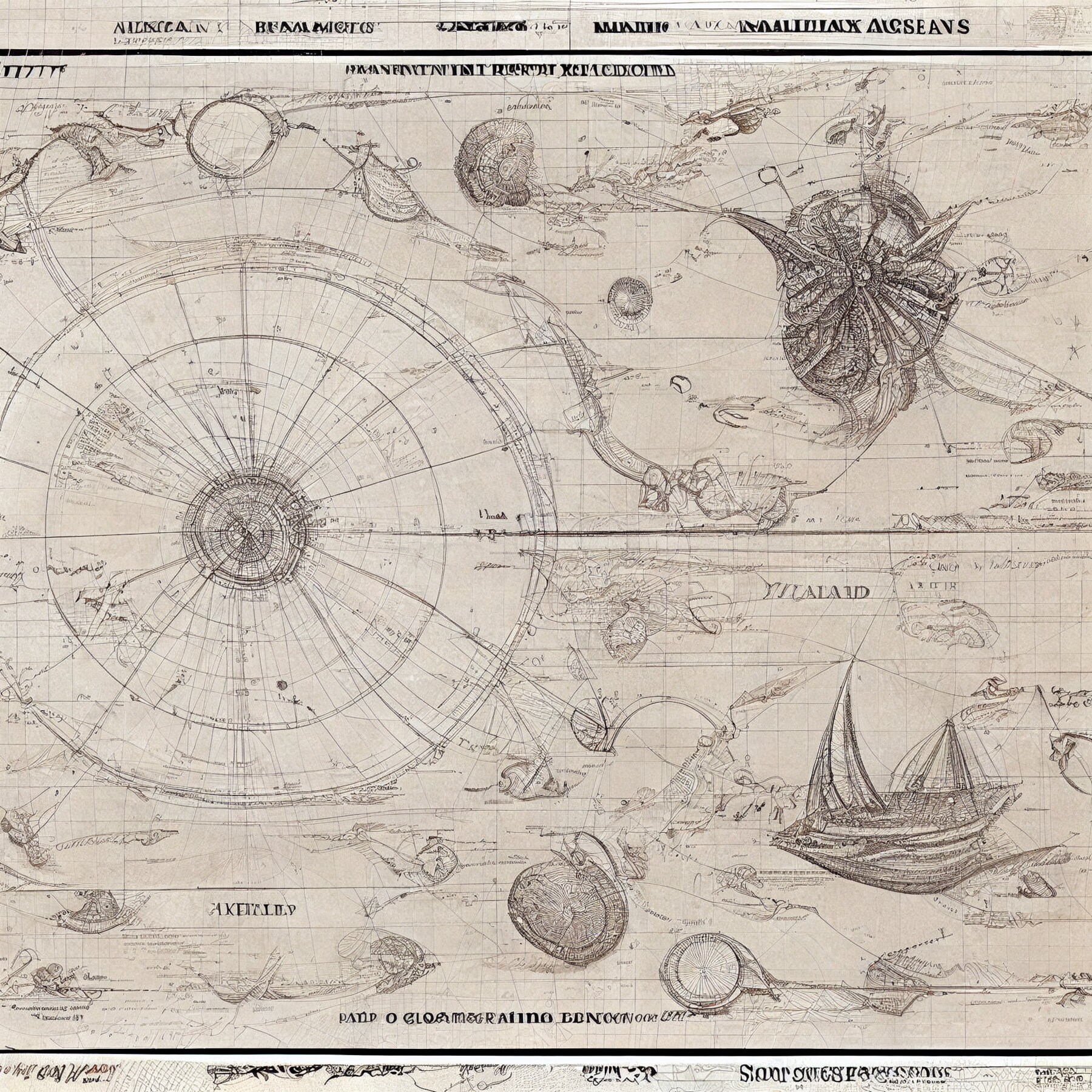 Vintage / Antique Nautical Celestial Maps Graphite Sketches on Stained ...