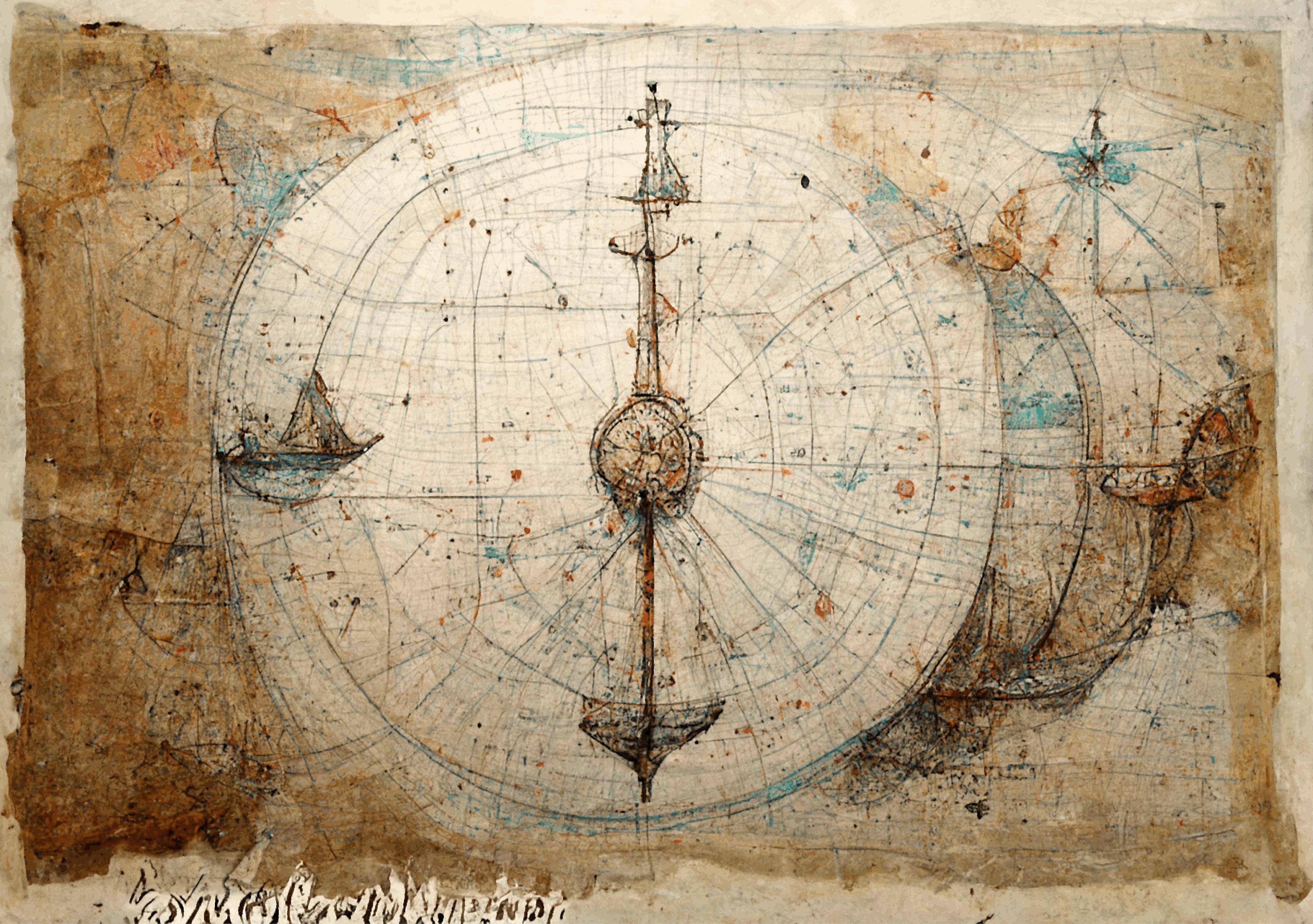 Vintage Nautical Map A4: Ocean Chart Digital Paper (digital Download ...