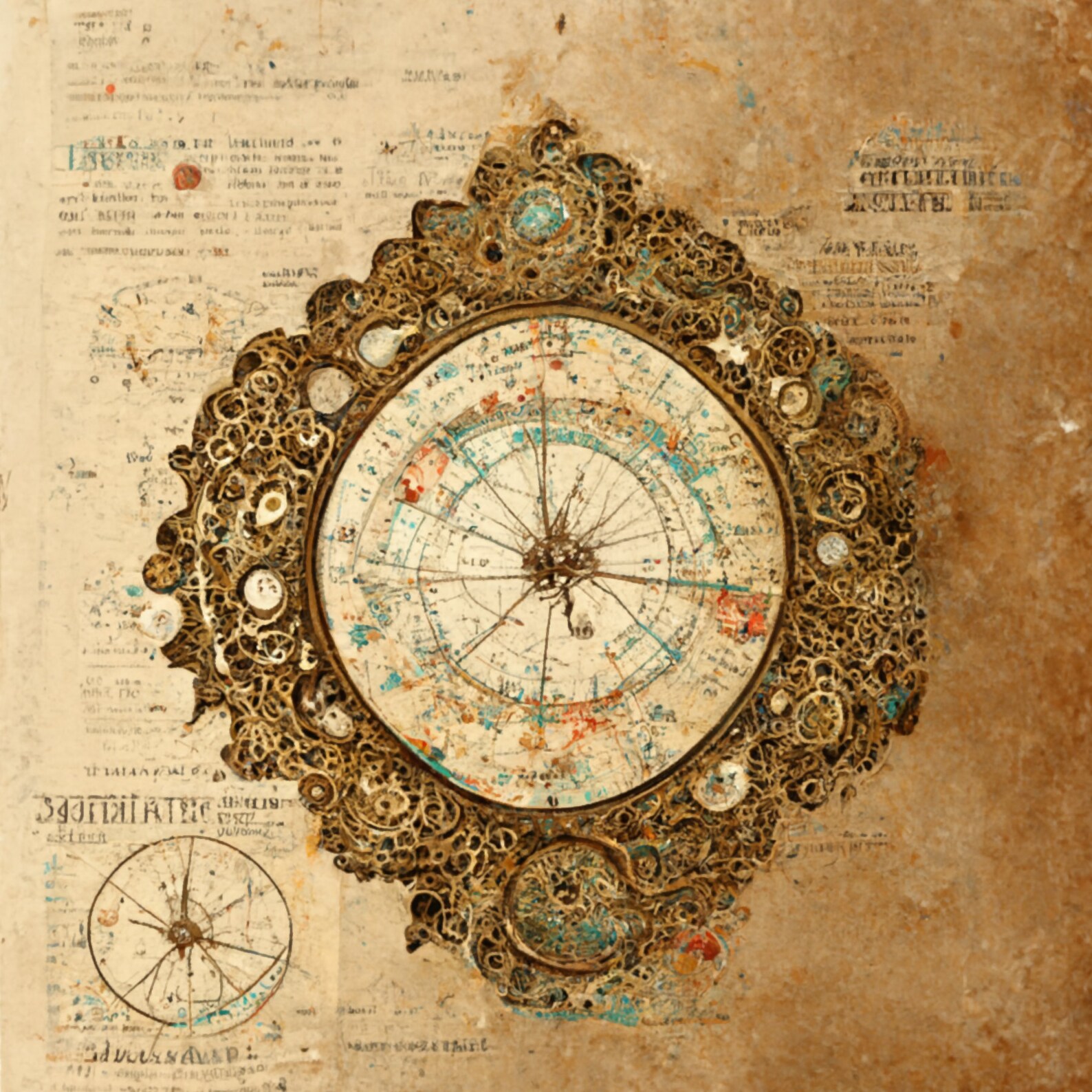 Vintage Celestial Navigation (windrose) Digital Background Paper / Junk ...