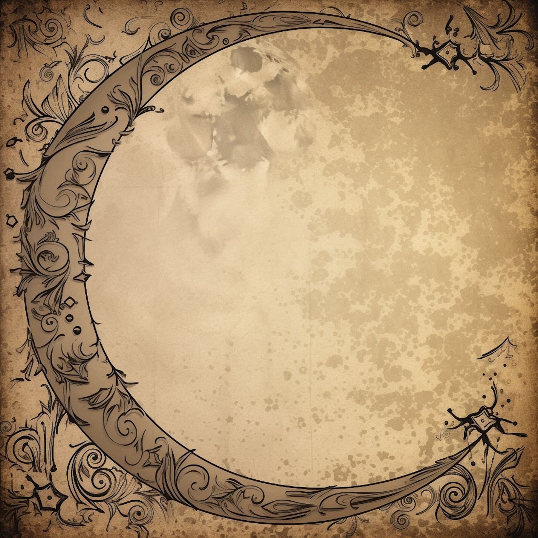 Vintage Moon / Lunar Digital Background Papers Floral / Junk Journal ...