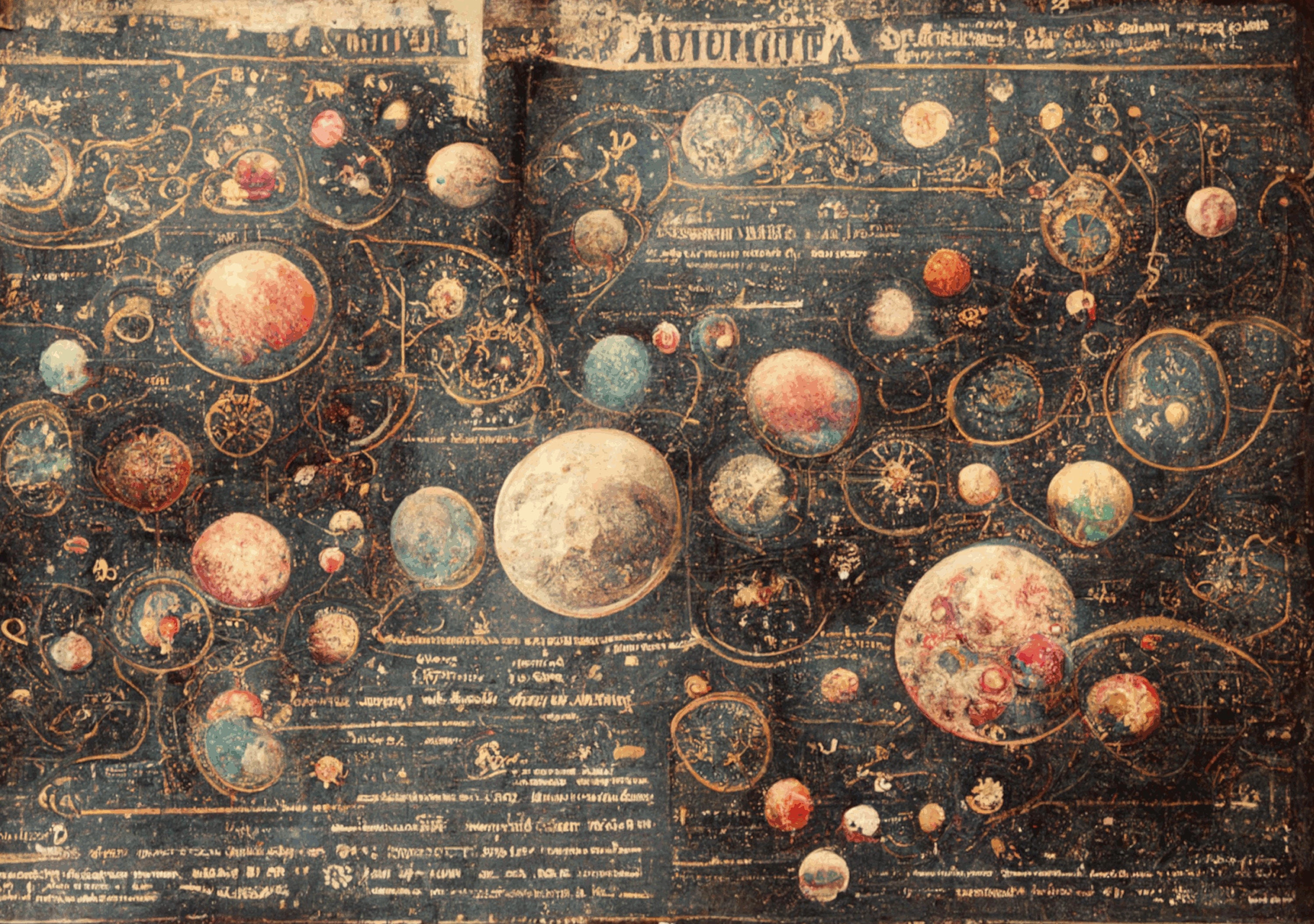 Vintage Astronomy Dark Background Digital Papers / Junk Journal ...