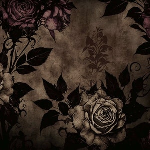 A4 Vintage Gothic Roses Digital Background Paper / Junk Journal ...