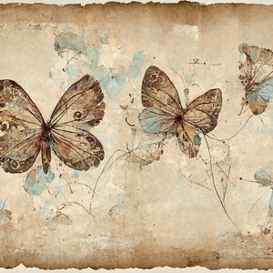 Vintage Butterflies Digital Background Paper - Autumnal Colour Scheme ...