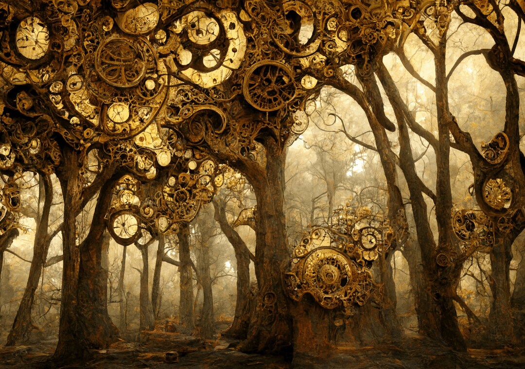 Steampunk Inspired Forest Taking Over Terrestrial Ecosystem Digital ...