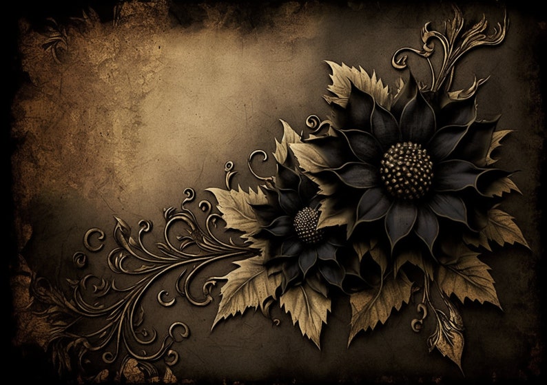 A4 Gothic Flowers Digital Background Paper / Junk Journal / - Etsy