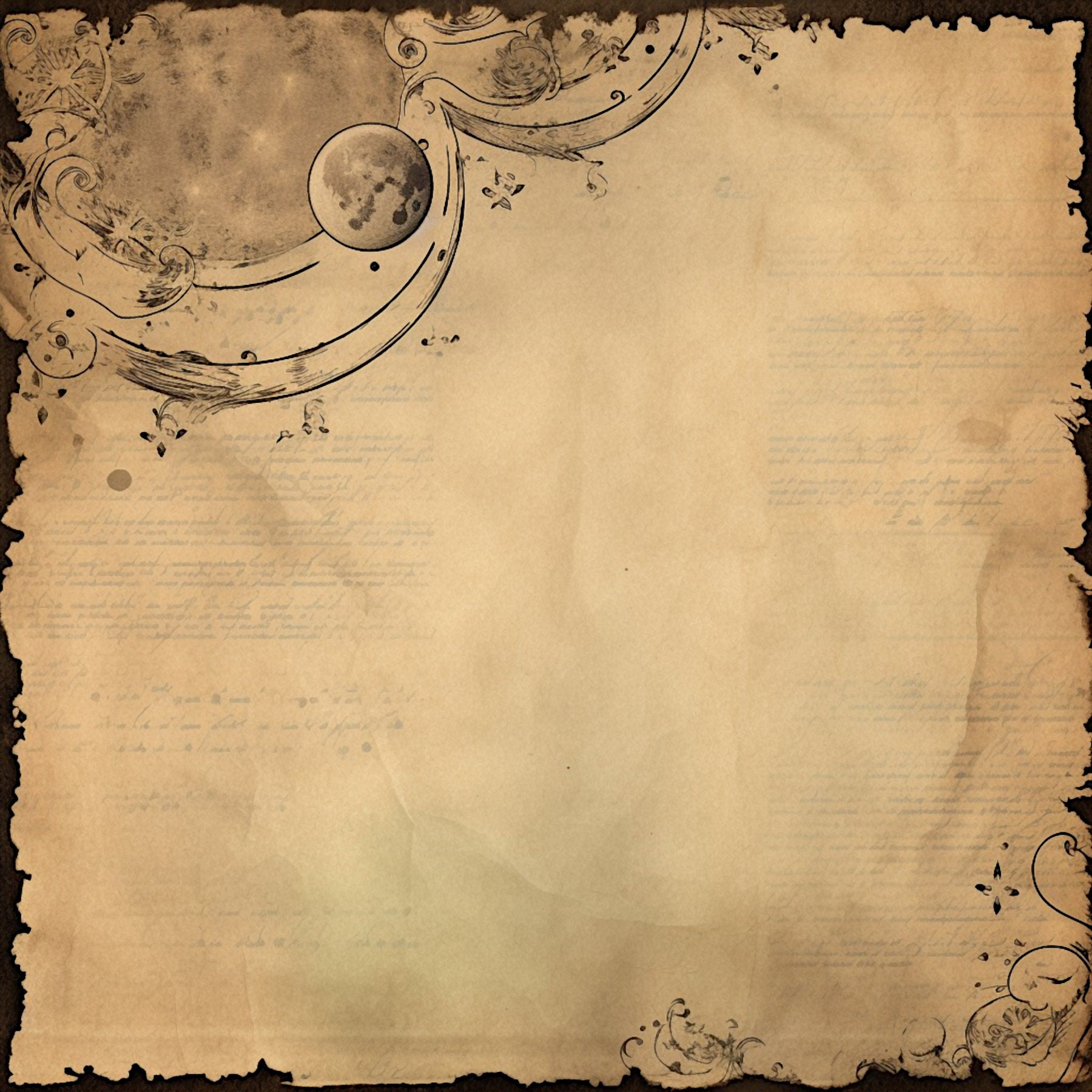 Vintage Full Moon Digital Background Paper / Junk Journal ...