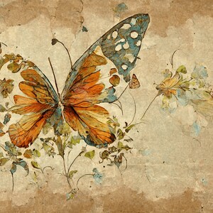 Vintage Butterflies Digital Background Paper - Autumnal Colour Scheme ...