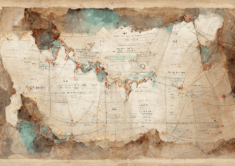 Vintage Nautical Map A4: Ocean Chart Digital Paper (digital Download ...