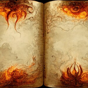 Vintage Fire Grimoire Digital Background Papers - Open Book / Junk ...