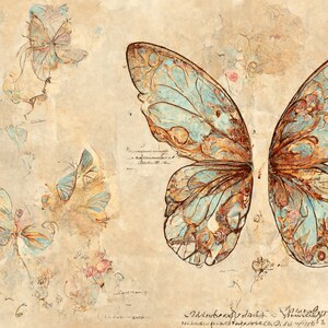 Vintage Butterflies Digital Background Paper - Autumnal Colour Scheme ...