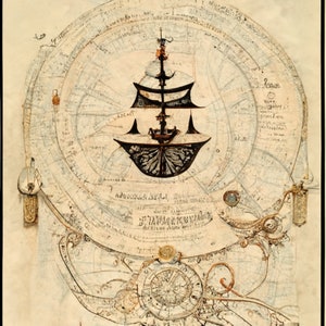 Vintage Nautical Navigation/astronomy Digital Background Paper / Junk ...