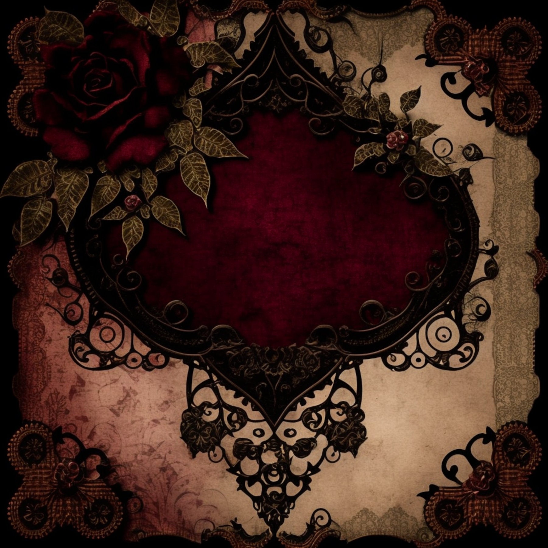 Vintage Gothic Roses and Raven Digital Background (Instant Download) - Etsy