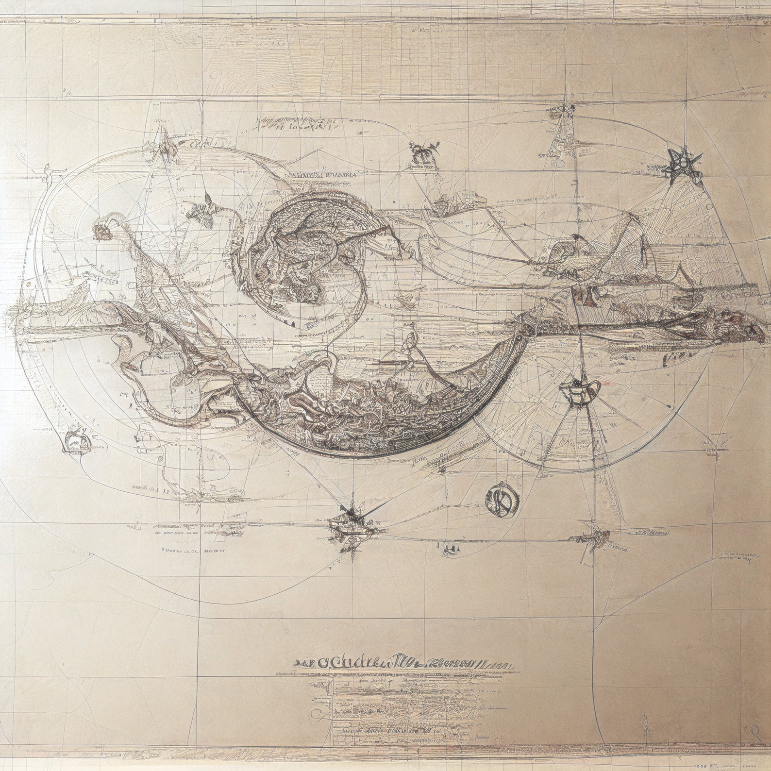 Vintage / Antique Nautical Celestial Maps Graphite Sketches on Stained ...