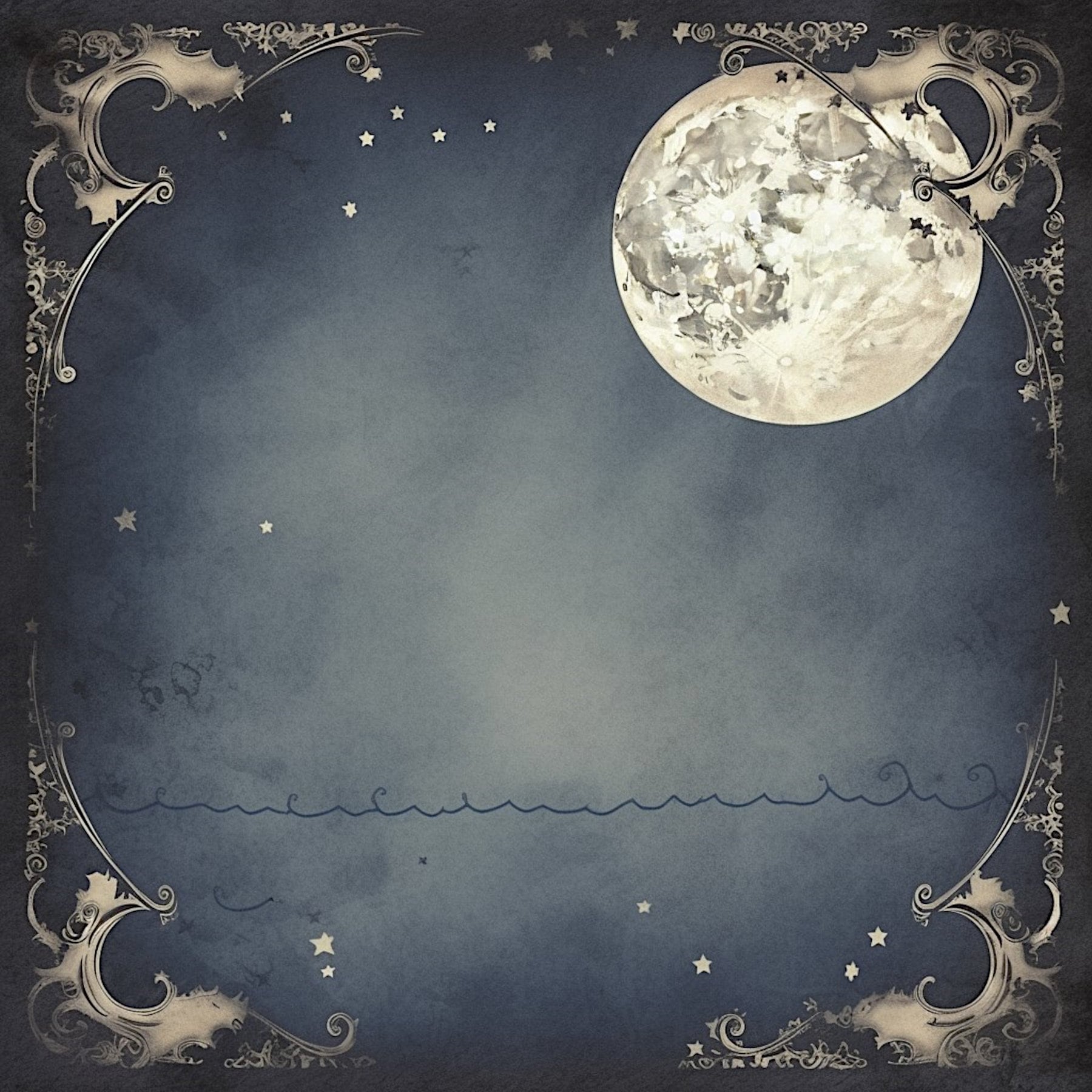Vintage Full Moon Digital Background Paper / Junk Journal ...
