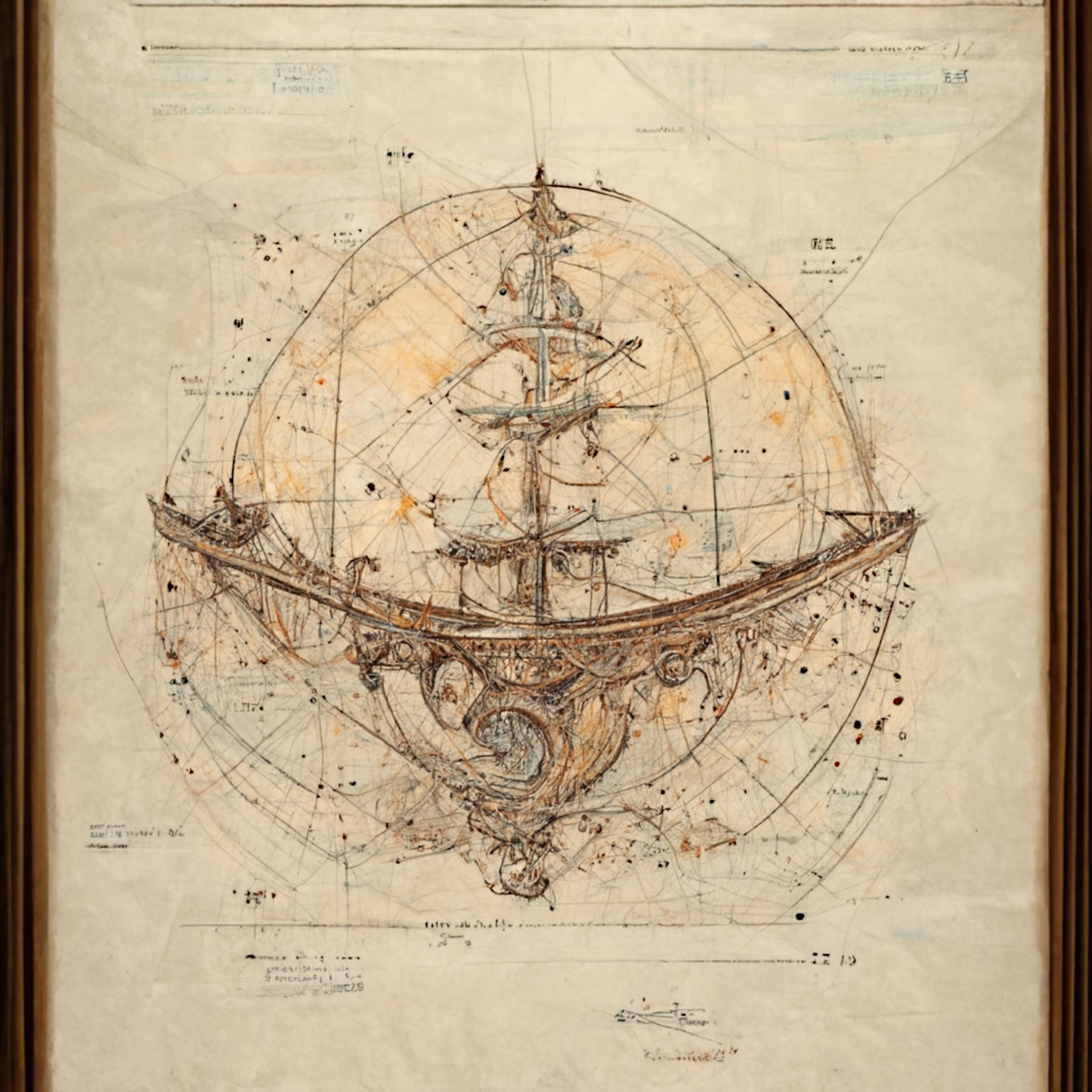 Vintage / Antique Nautical Celestial Maps Graphite Sketches on Stained ...