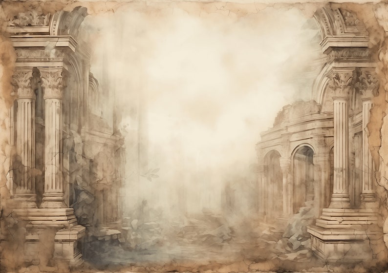 Vintage Ruins Digital Background Papers / Junk Journal / Scrapbooking ...